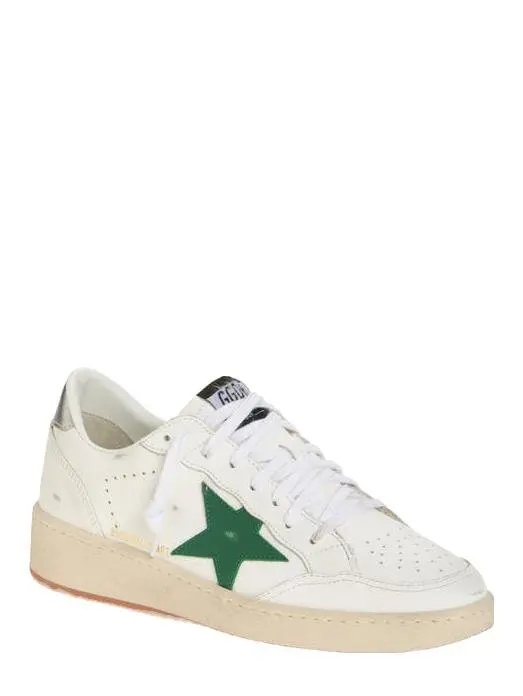 Golden Goose Ball Star Low Top Sneakers - White/ Green/ Silver