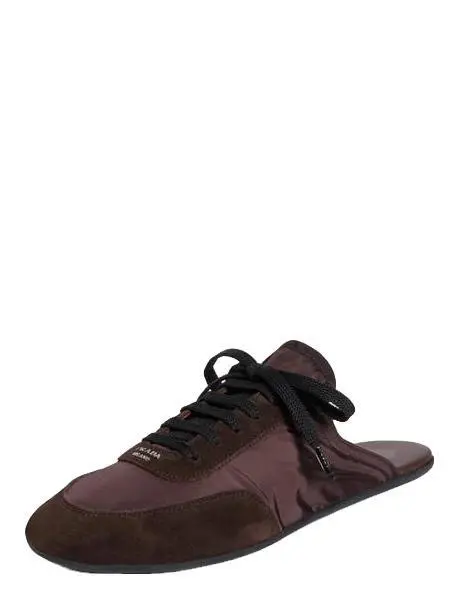 Prada Collapse Lace-up Sneaker Mule - Caffe