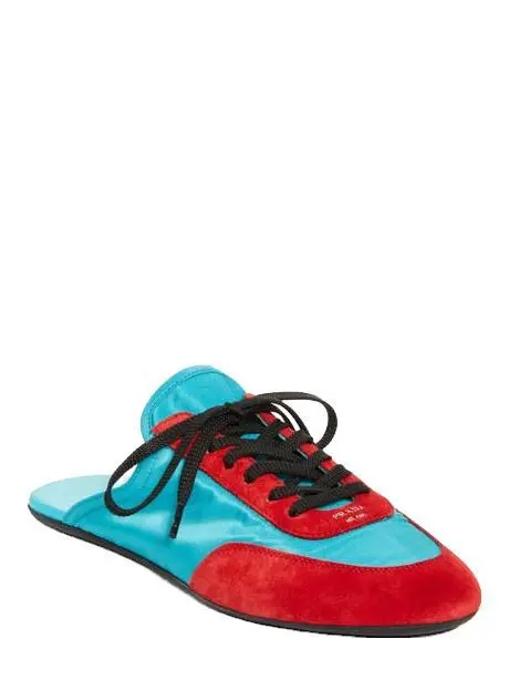 Prada Lace-up Mule Sneakers - Turchese/rosso