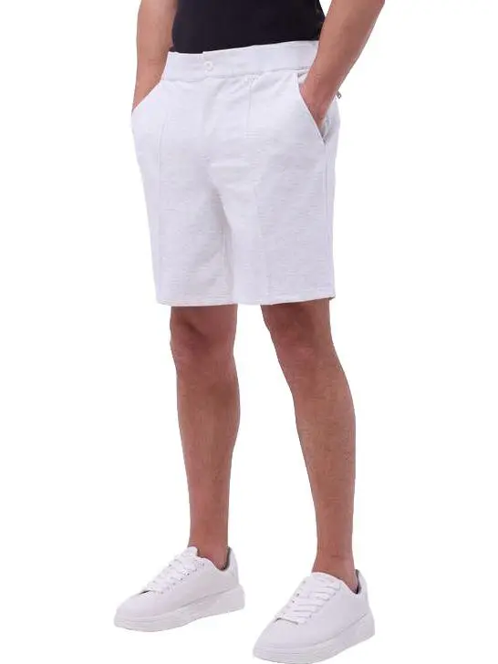 Bugatchi Soft Touch Knit Pintuck Shorts - Chalk