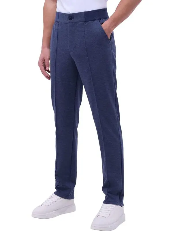 Bugatchi Soft Touch Knit Pintuck Pants - Navy
