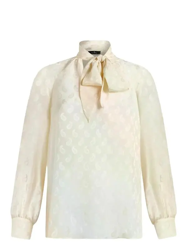 Etro Paisley-jacquard Silk Blouse - Neutrals