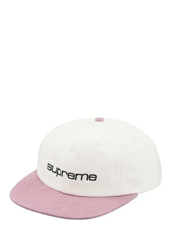 Supreme Denim And Suede 6-panel Cap - White
