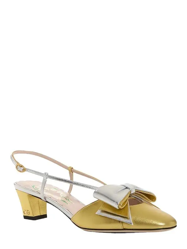 Valentino Garavani Bowow Slingback Pumps - Silver/gold