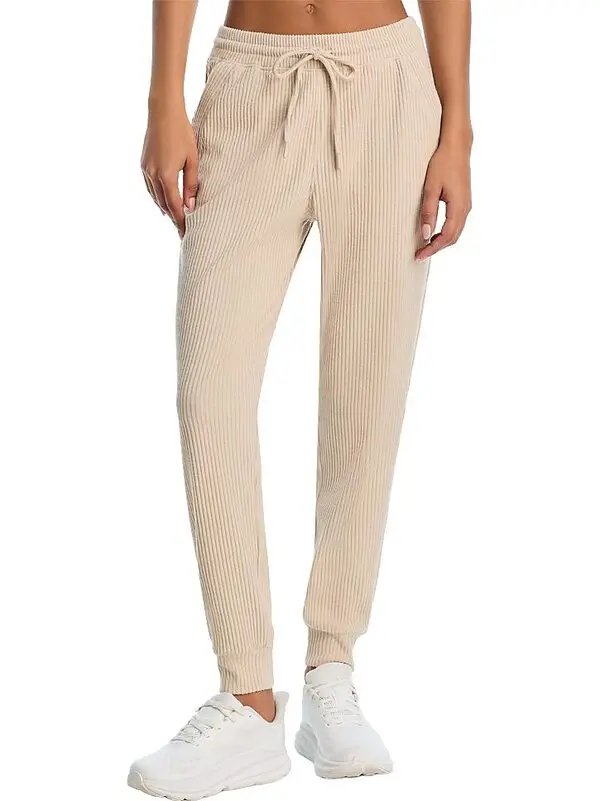 Aqua Brushed Rib Joggers - Beige