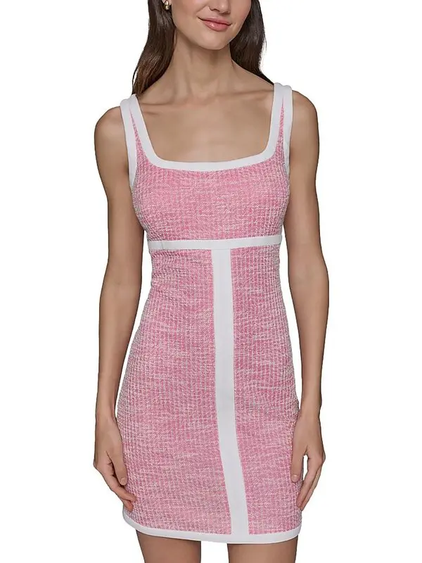 Karl Lagerfeld Paris Square Neck Mini Dress - Pink Sherbert/soft White