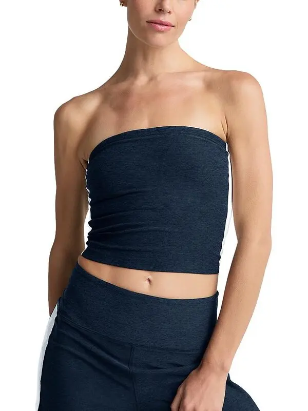 Beyond Yoga Spacedye Stripe Strapless Top - Nocturnal Navy/white
