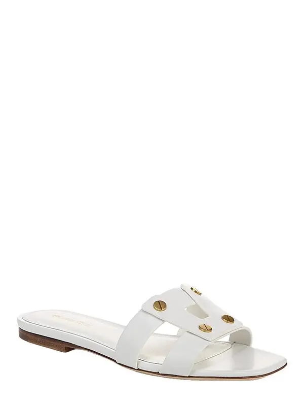 Veronica Beard Via Leather Slide Sandals - Coconut