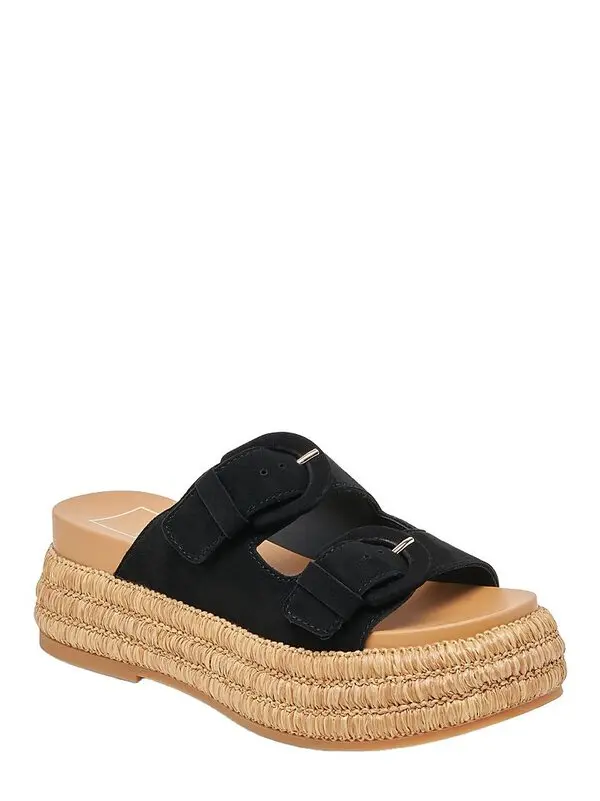 Dolce Vita Buckled Slide Sandals - Onyx Suede