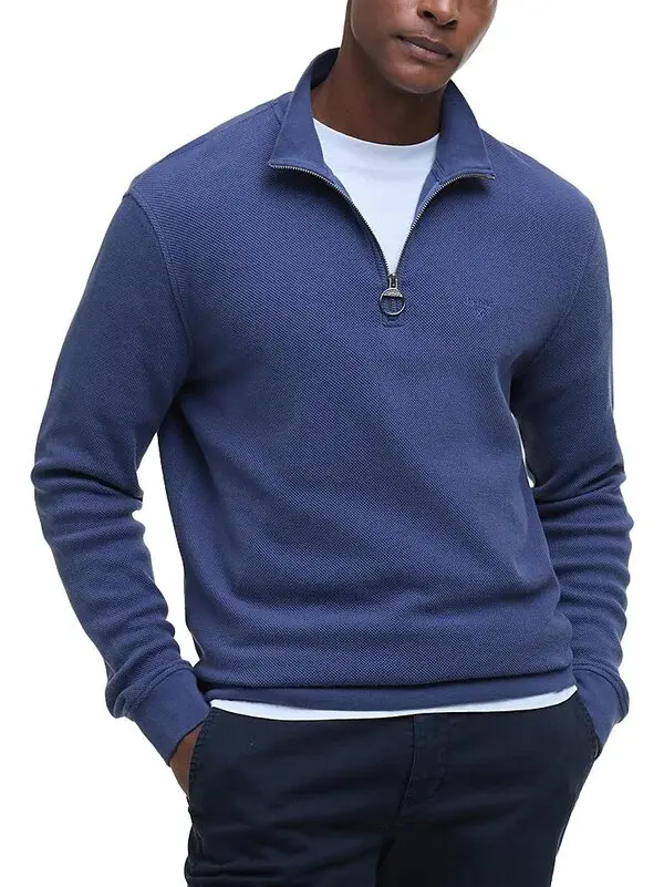 Barbour Pique Regular Fit Quarter Zip Sweater - Oceana
