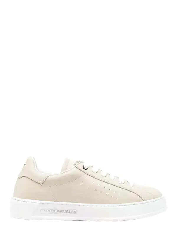 Emporio Armani Leather Sneakers - Neutrals