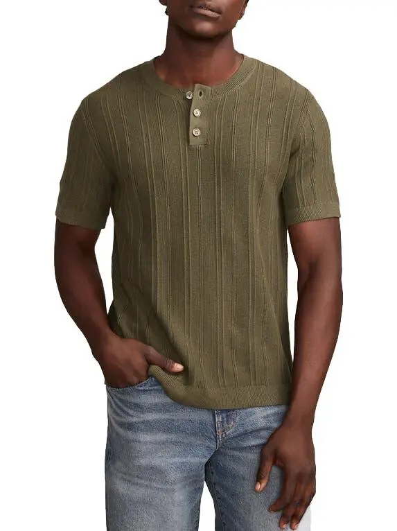 Lucky Brand Short Sleeve Henley Sweater - Thyme