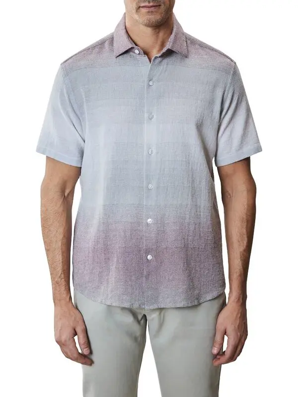Robert Barakett Tiffin Short Sleeve Woven Button-up Shirt - Purple