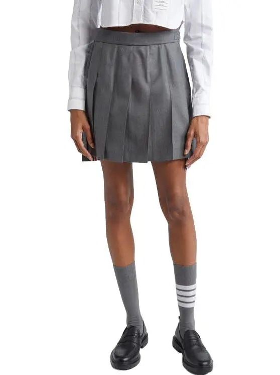 Thom Browne Drop Back Pleated Miniskirt - Medium Grey
