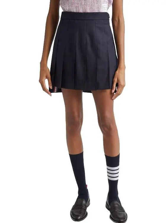 Thom Browne Drop Back Pleated Miniskirt - Navy