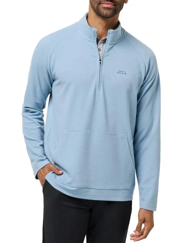 Travis Mathew Thermal Quarter Zip Pullover - Dusty Blue