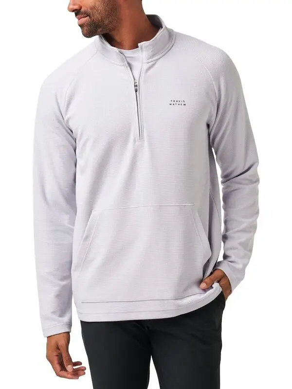 Travis Mathew Thermal Quarter Zip Pullover - Heather Light Grey