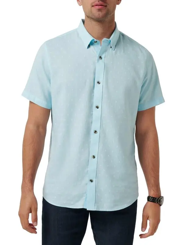 Travis Mathew Early Check In Cotton Button-up Shirt - Cory Blue