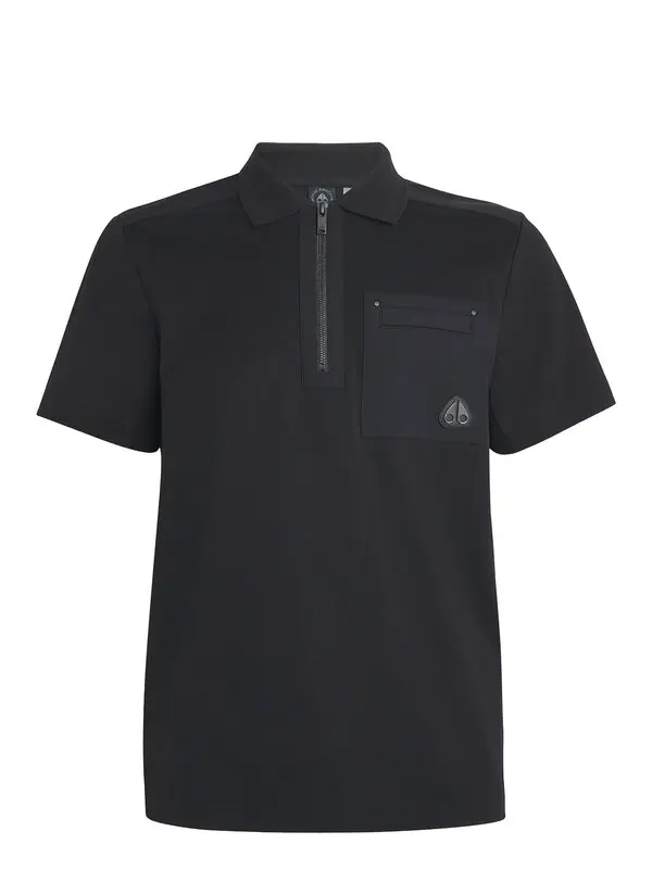 Moose Knuckles Cotton Dalon Chest Pocket Polo Shirt - Black