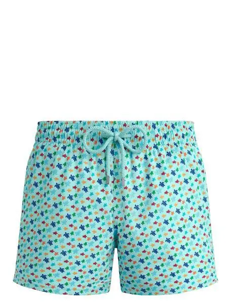 Vilebrequin Stretch Short Swim Trunks Micro Ronde Des Tortues Rainbow Mdb Moorise - Blue