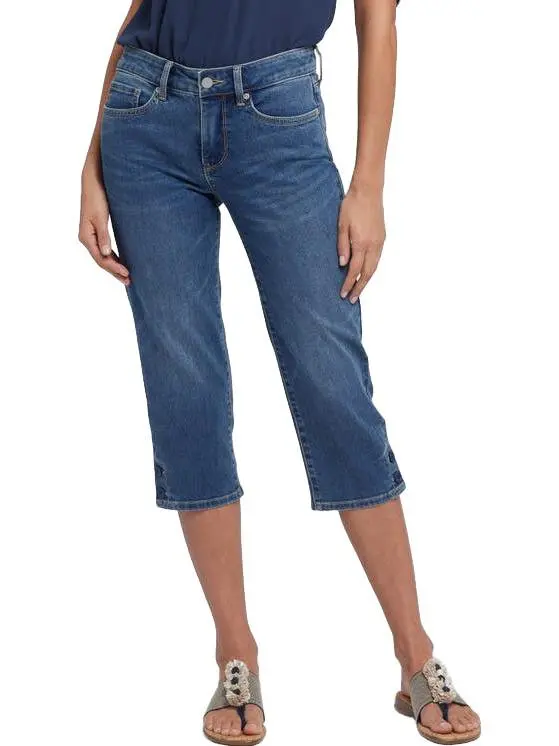 NYDJ Marilyn High Waist Button Detail Capri Jeans - Valencia Surf