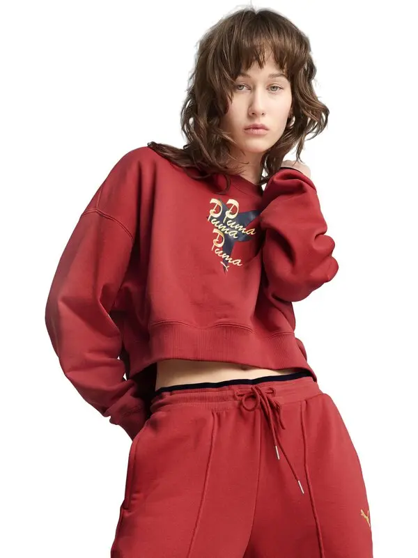 PUMA Oversized Crew Sweatshirt - Red