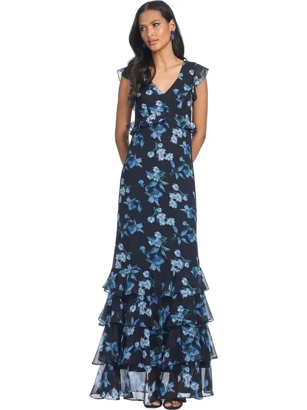 Sachin & Babi Magdelaine Printed Gown - Poseidon Venetian Petal