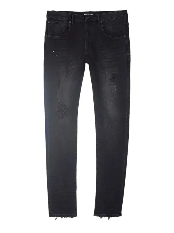 PURPLE BRAND Resin Repair Mid Rise Slim Jean - Black