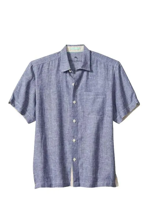 Tommy Bahama Paradise Breezer Short Sleeve Linen Button-up Shirt - Island Navy