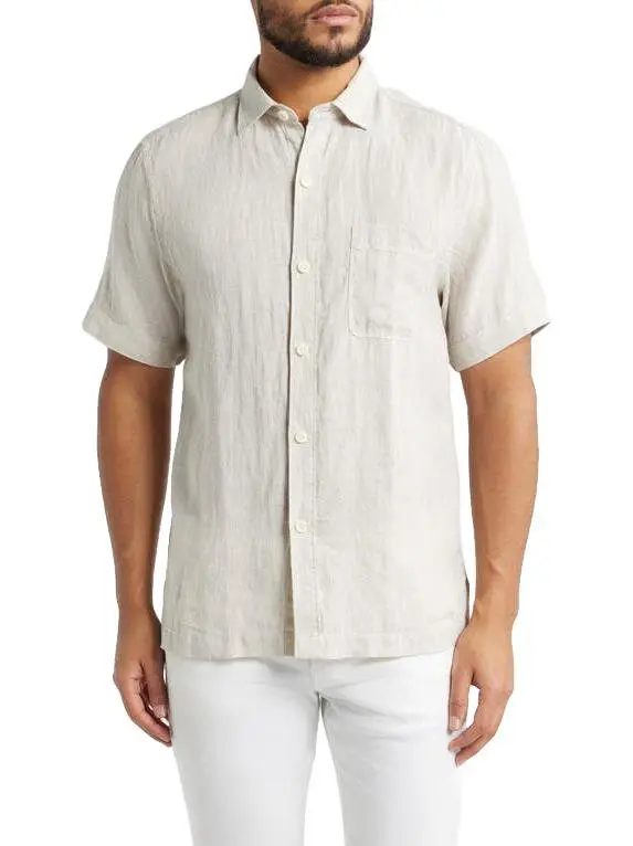 Tommy Bahama Paradise Breezer Short Sleeve Linen Button-up Shirt - Natural