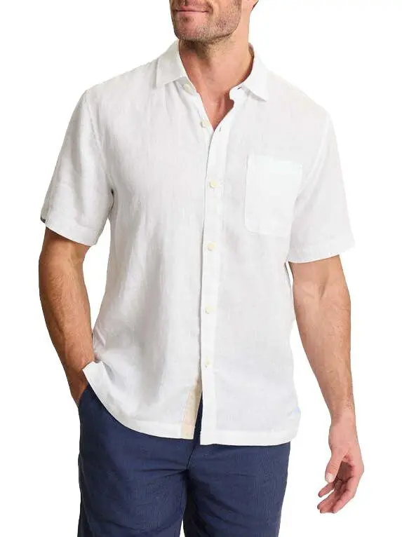 Tommy Bahama Paradise Breezer Short Sleeve Linen Button-up Shirt - White