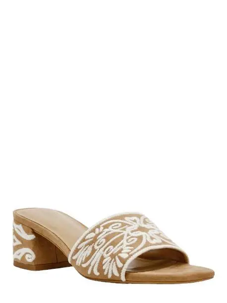 Anne Klein Block Heel Sandal - Sand Suede