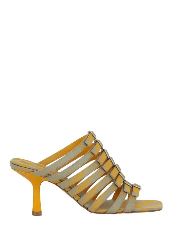 Burberry Step Check Heeled Sandals - Gold