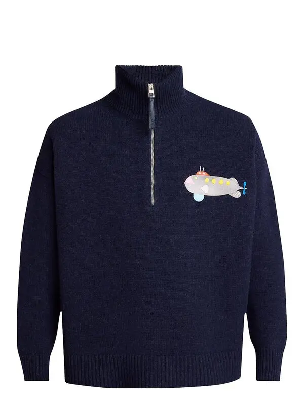 Loewe X Suna Fujita Submarine Half-zip Sweater - Dark Blue