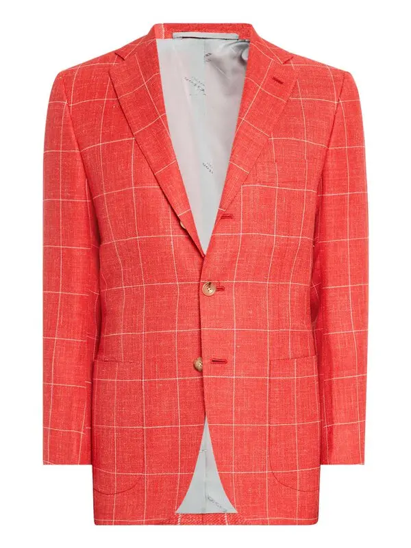 Kiton Cashmere-blend Windowpane Sport Coat - Red