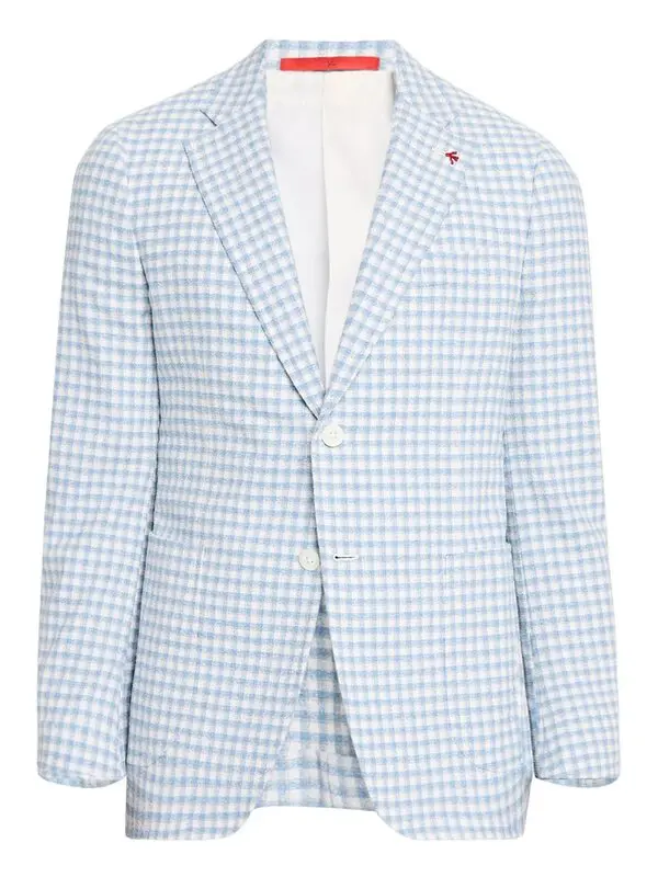 Isaia Bouclé Check Sport Coat - White