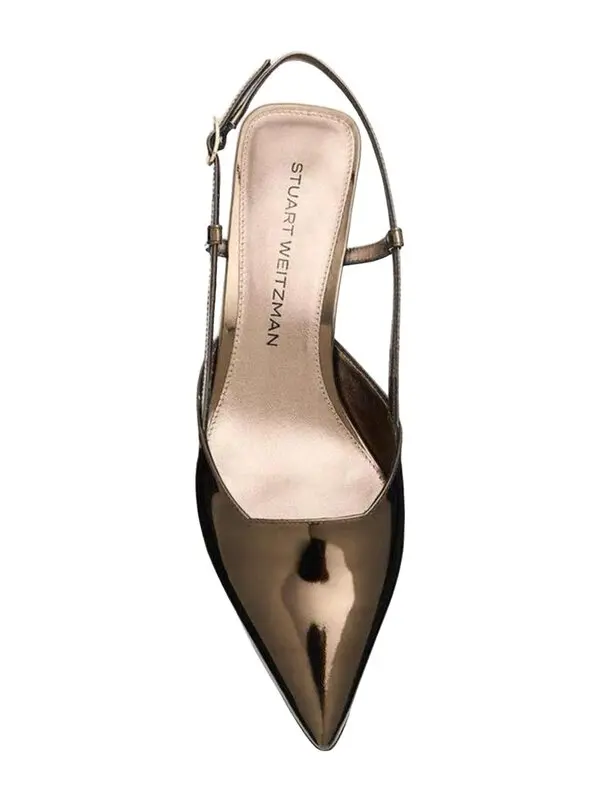 STUART WEITZMAN Vinnie Metallic Slingback Pumps - Cigar