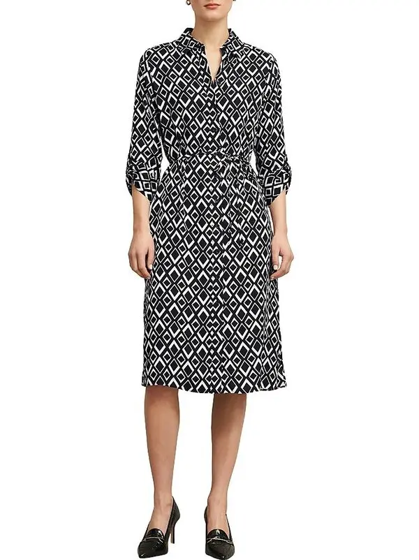 HOBBS LONDON Cali Printed Button-front Dress - Navy Ivory