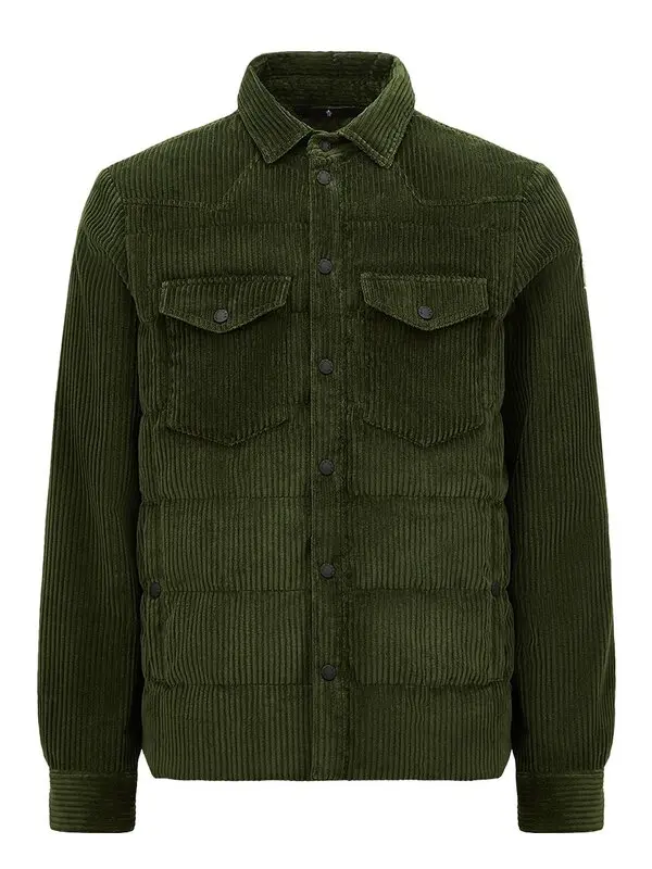 Moncler Gelt Corduroy Down Shirt Jacket - Green