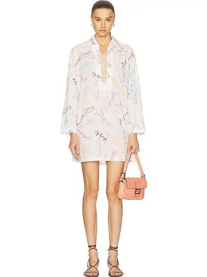 BODE Signature Scrawl Dress - White Multi