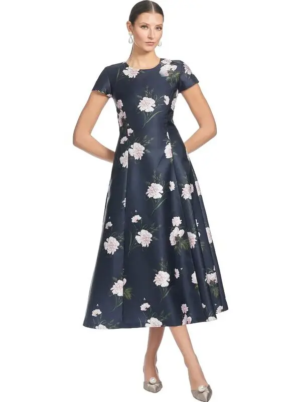 Sachin & Babi Jackie Floral Print Mikado Dress - Natural