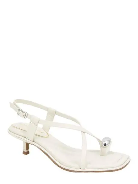 KENNETH COLE Geala Slingback Kitten Heel Sandal - Cream Leather