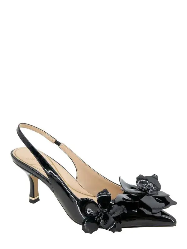 KENNETH COLE Davia Floral Slingback Pumps - Black Patent