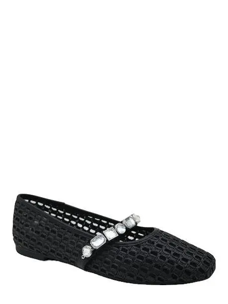 KENNETH COLE Zeta Mary Jane Flat - Black Raffia