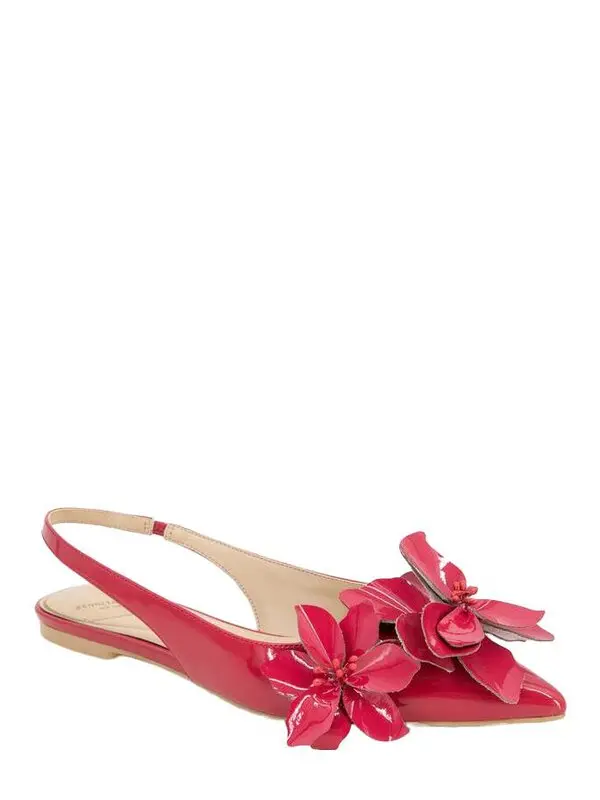 KENNETH COLE Tayla Pointed Toe Slingback Flat - Red Patent