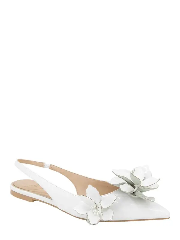 KENNETH COLE Tayla Pointed Toe Slingback Flat - White Patent