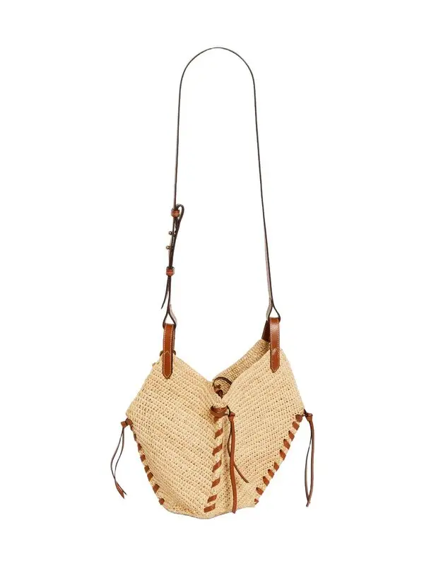 Isabel Marant Mini Tampa Raffia Shoulder Bag - Natural/ Cognac