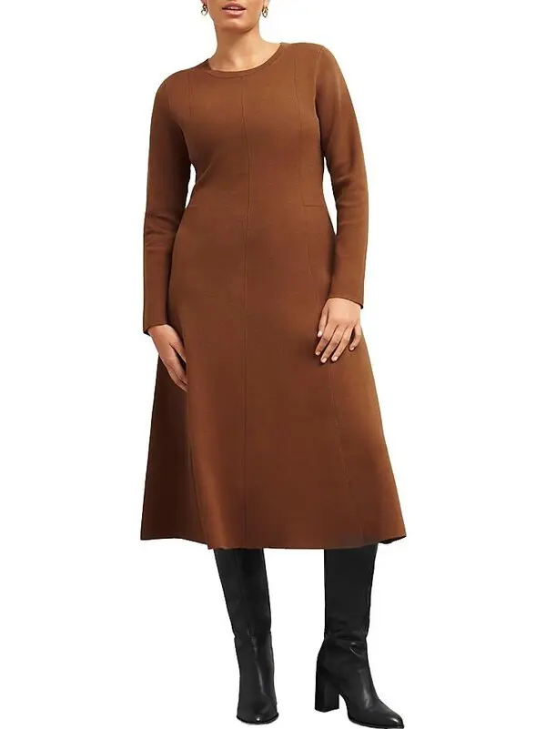 HOBBS LONDON Liza Knitted Midi Sweater Dress - Toffee