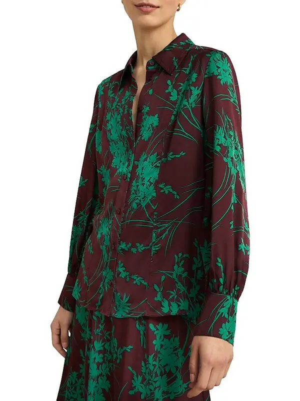 HOBBS LONDON Limited Grasmere Printed Shirt - Brown Green