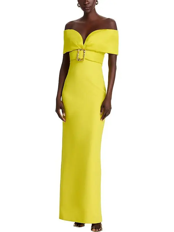 Safiyaa Abike Long Dress - Chartreuse